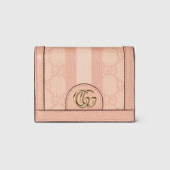 Gucci | Bags | Gucci Ophidia Gg Card Case Wallet Pink Supreme Canvas ...